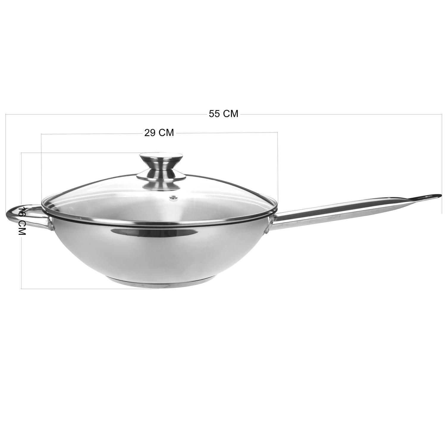 Wok Antiadherente en Acero Inoxidable 28 cm 3 Litros Plateado/Negro ...