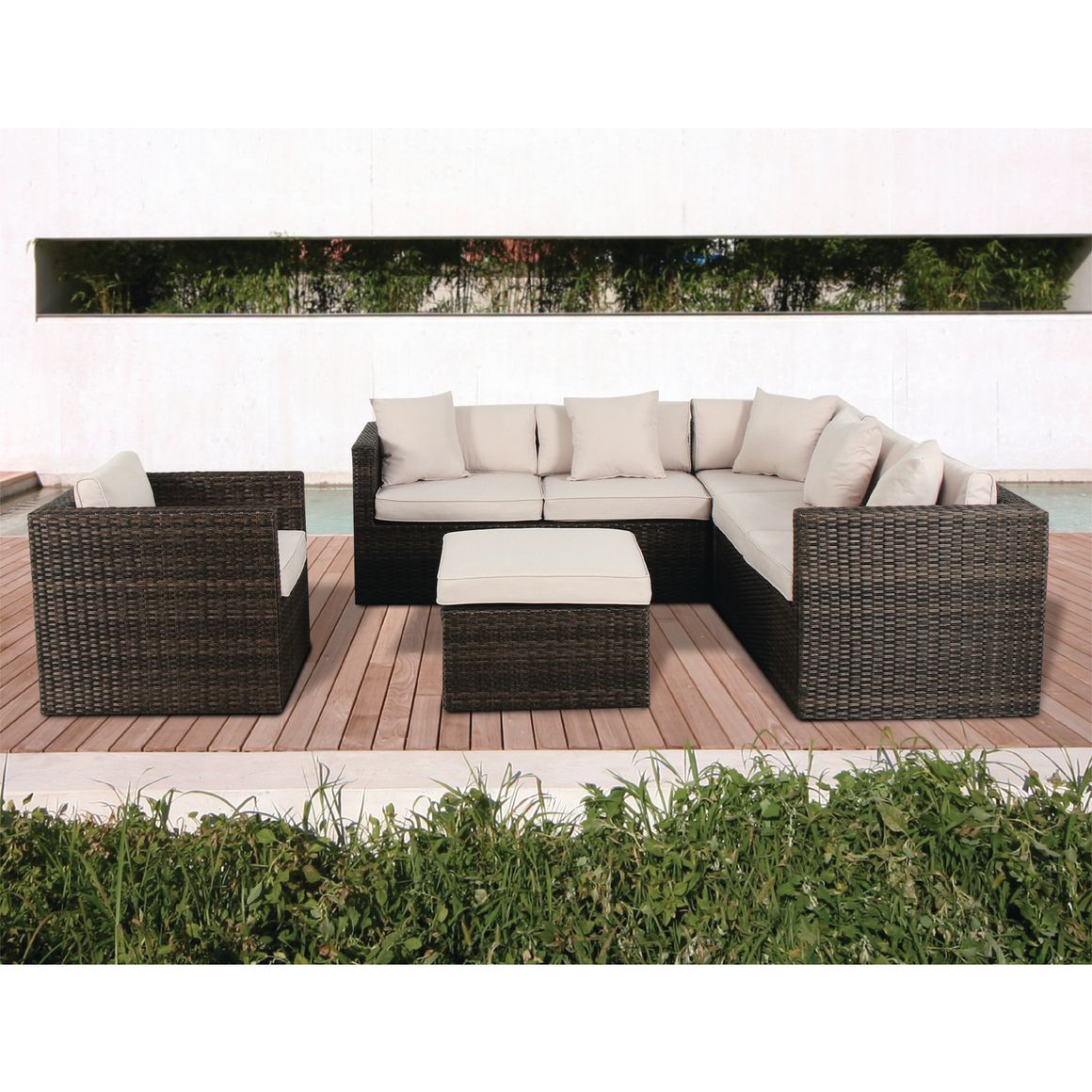 Juego De Terraza Sala Exterior Ratán Sintético 5 Piezas Saigon Beige ...