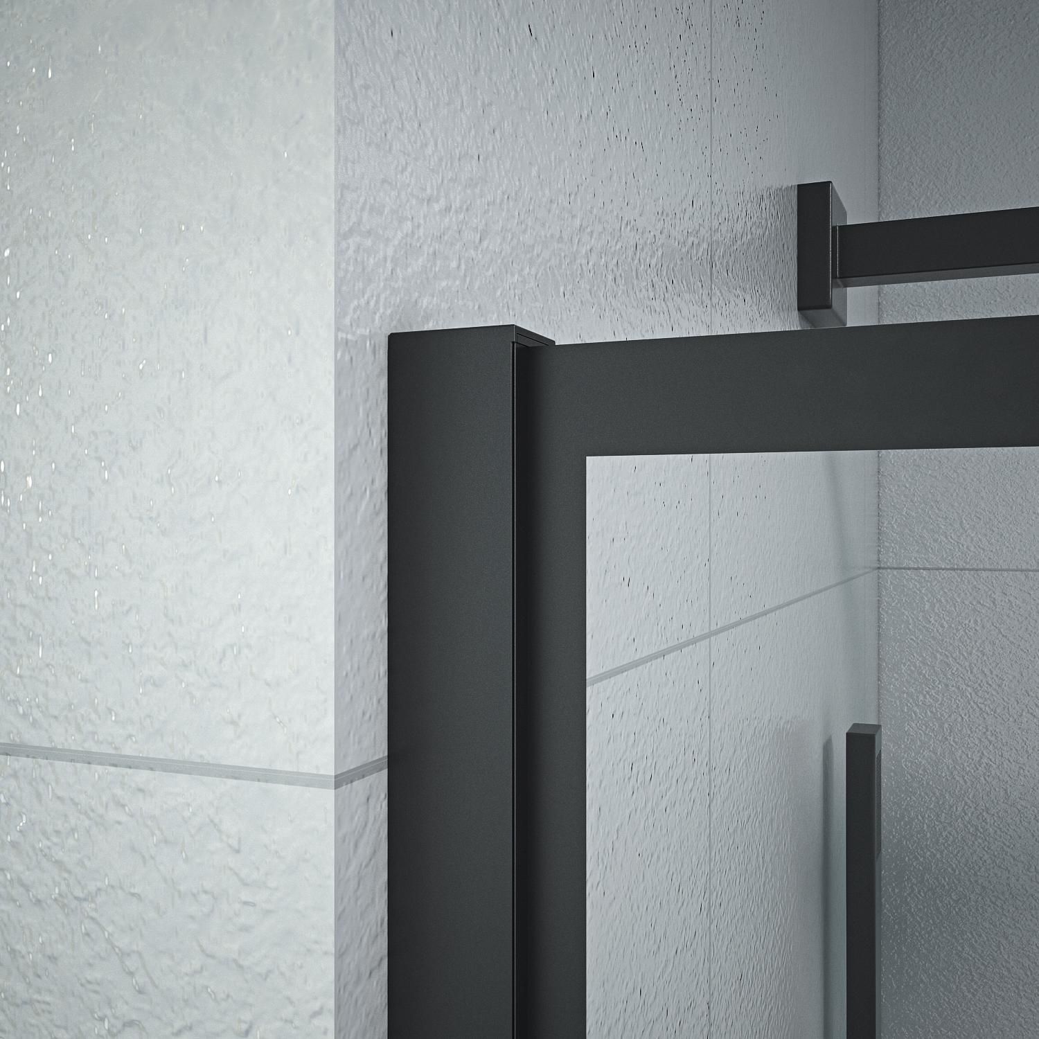 División De Baño Marco Negro Cuadros 100x195cm Apertura Pivot Sensi ...