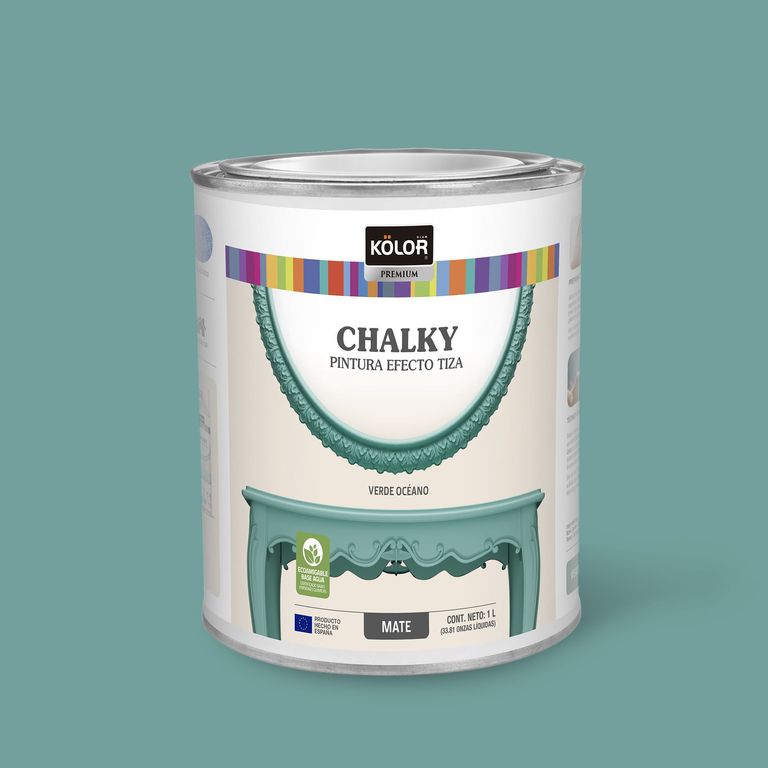 Pintura Efecto Tiza Chalky Brush Verde Océano Mate 1 Litro KOLOR ...