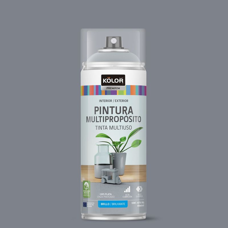 Aerosol Gris Plata Brillante 400 ml KOLOR | falabella.com