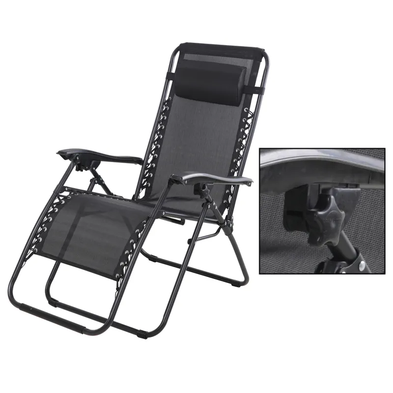 Silla Plegable Reclinable Con Brazos Cero Gravedad Café KLIMBER ...