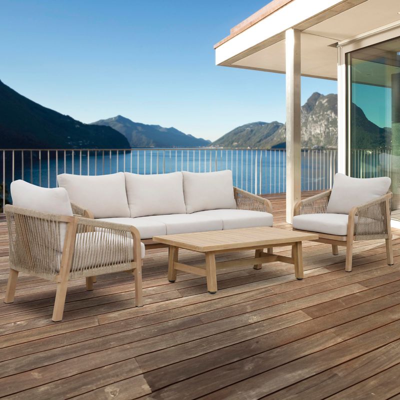 Juego de Terraza Sala Exterior Madera 4 Piezas Lucca JUST HOME COLLECTION | falabella.com