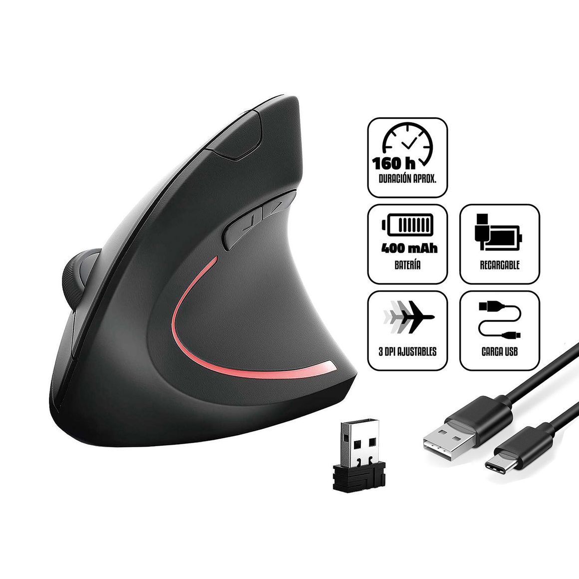 Mouse Vertical Recargable Tipo C - Homecenter.com.co