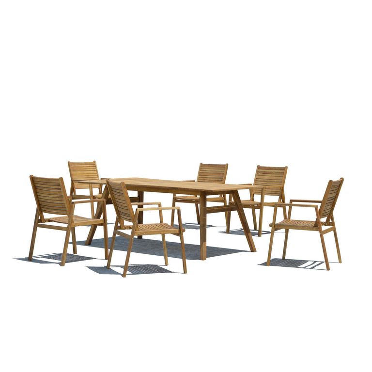 Juego Comedor Exterior 6 Puestos Madera Acacia Bunbury JUST HOME ...
