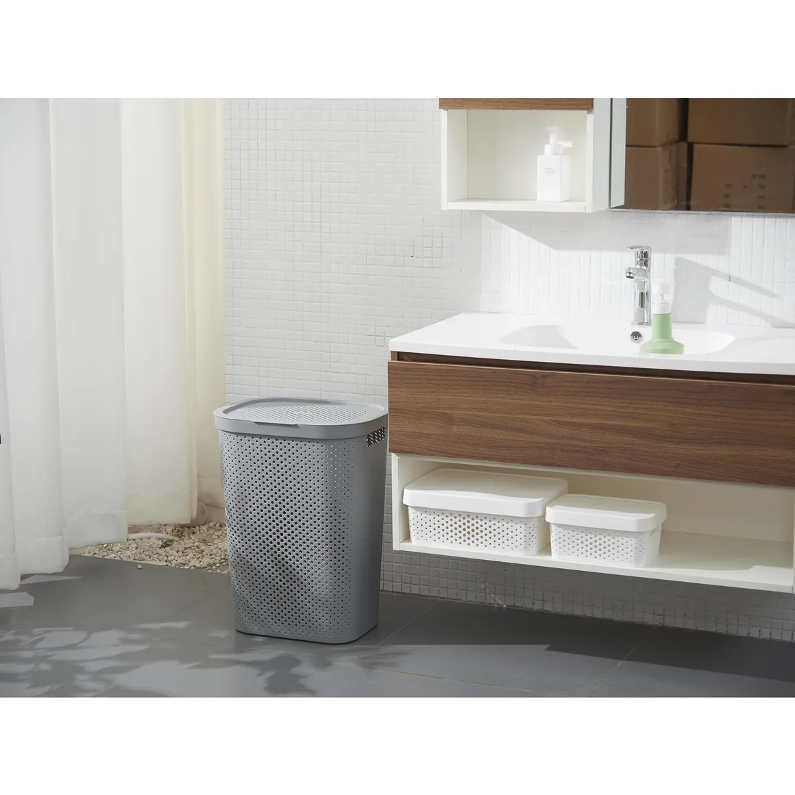 Canasta Plástica para Ropa 60 Litros Redonda Gris Kleine - Homecenter ...