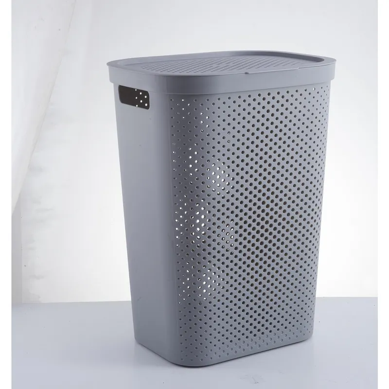 Canasta Plástica para Ropa 60 Litros Redonda Gris Kleine KLEINE WOLKE ...