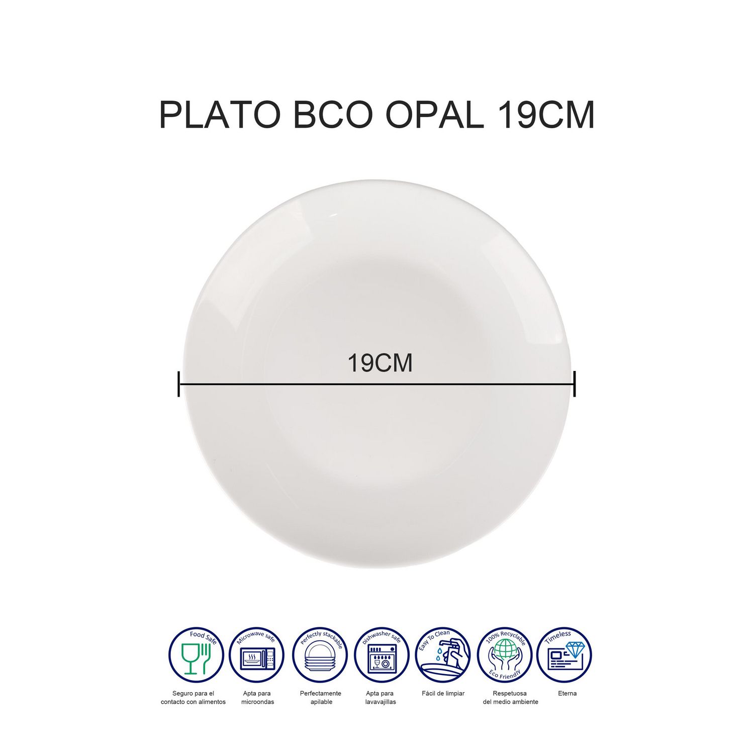 Plato Blanco Opal 19cm - Homecenter.com.co