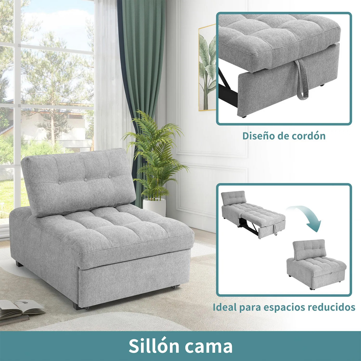 Sofá Cama 1 Puesto Extensible Jalisco 87x85x110 cm Gris - Homecenter.com.co