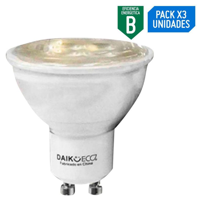Pack x3 Focos LED Dicroicos 4.7W Gu10 Luz Amarilla | Sodimac Perú