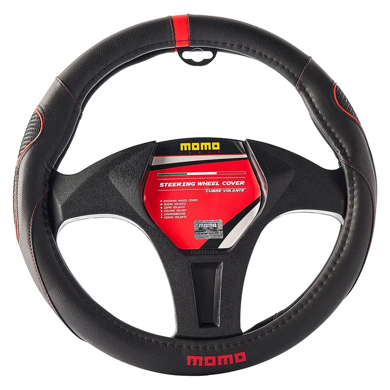 Funda Cubre Volante Para Auto Momo Negro y Rojo 39 cm | Sodimac Falabella