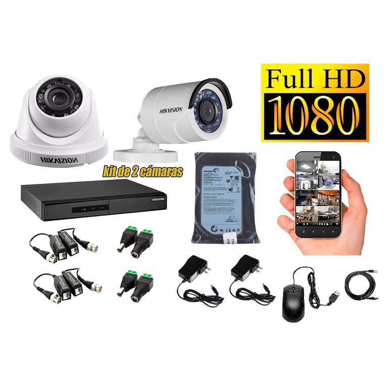 Kit 2 Cámaras de Seguridad FULLHD 1080P Disco 500GB | Sodimac Falabella