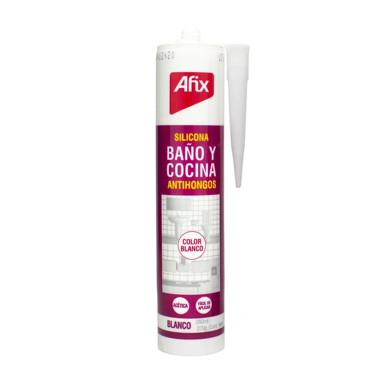 Silicona Blanco Afix Acética Antihongos Baño y Cocina 280ml | Sodimac Falabella