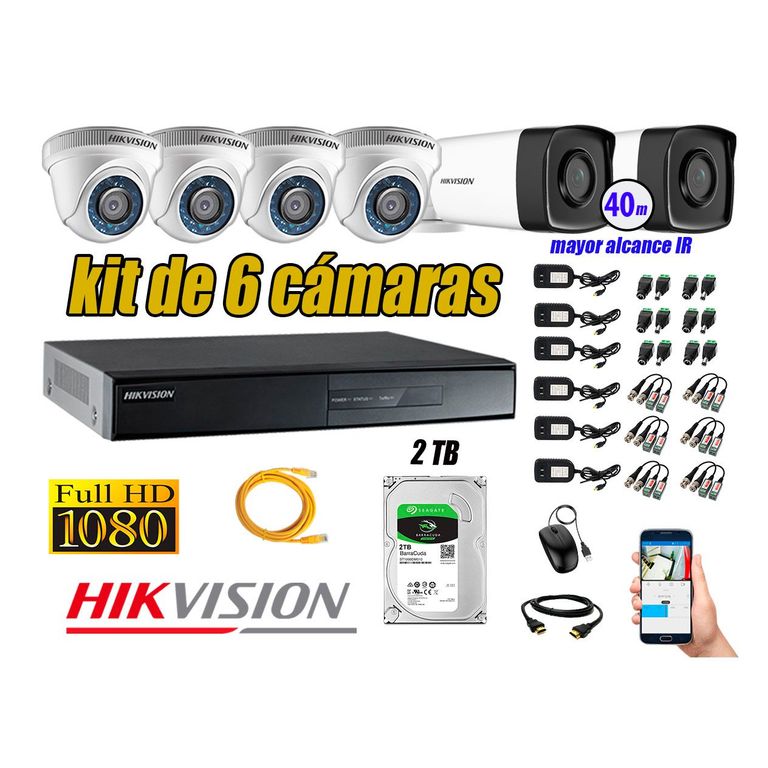 Cámaras Seguridad Kit 6 Full HD 1080P 2TB + Cámara Exterior Mayor ...