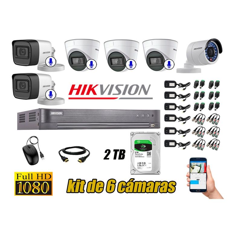 Kit 6 Cámaras de Seguridad Full HD 1080P | 05 Camaras Con Audio ...