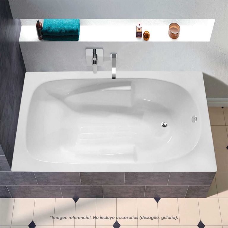 Tina de Baño Rectangular Standar 130x80cm Blanca | Sodimac Perú