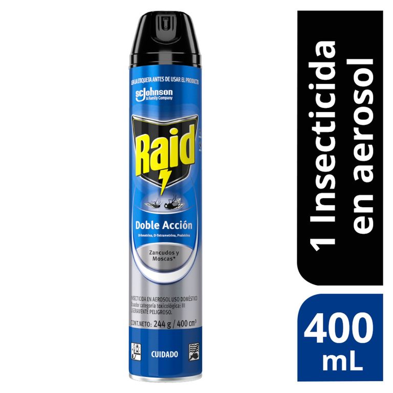 Insecticida Raid Aerosol Doble Acción 400ml Zancudos/Moscas | Sodimac Perú