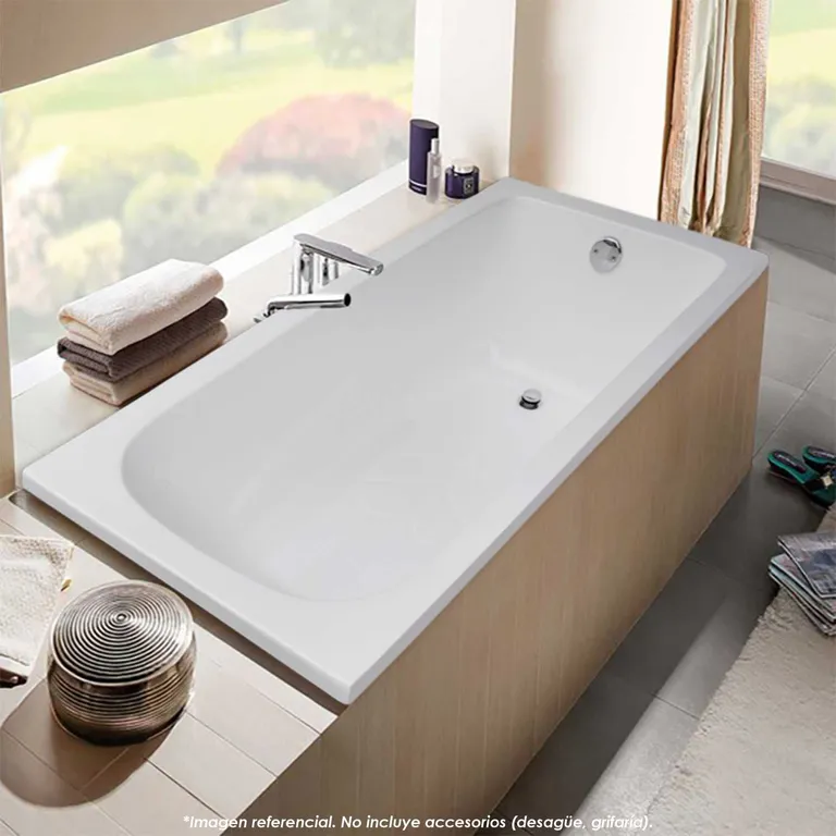 Tina de Baño Rectangular Zaid 150x70cm Blanca | Sodimac Falabella
