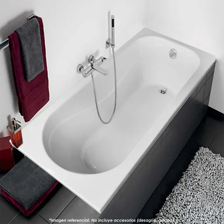 Tina de Baño Rectangular Zeus 170x75cm Blanca | Sodimac Perú