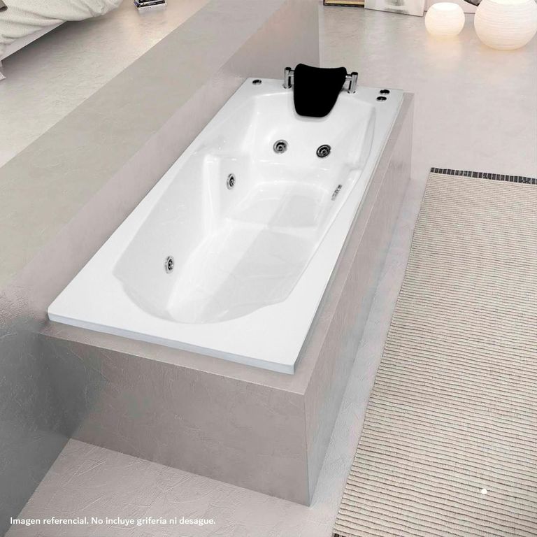 Tina Hidromasaje Rectangular Nader 170x80cm Blanca | Sodimac Perú