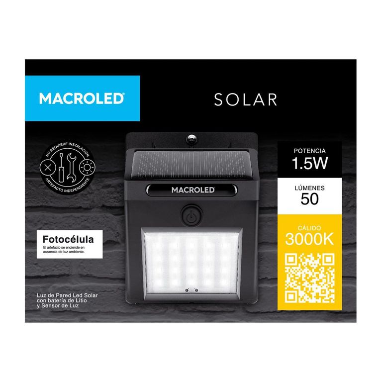 Artefacto Solar De Pared 1.5W Cálido Ip54 Luz Cálida | Sodimac Falabella