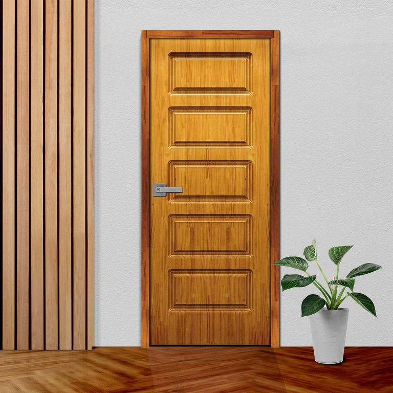 Puerta de madera Principal Lorena Solida Alistonada Pino | Sodimac Perú