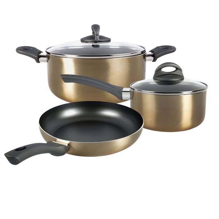 Combo Ollas y Sartenes Dorado 5 Piezas | Sodimac Falabella