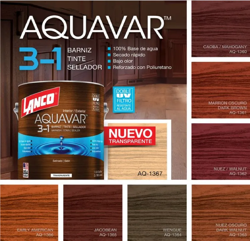 Sellador barniz tinte Aquavar Satinado Lanco 1/4 gl | Sodimac Falabella