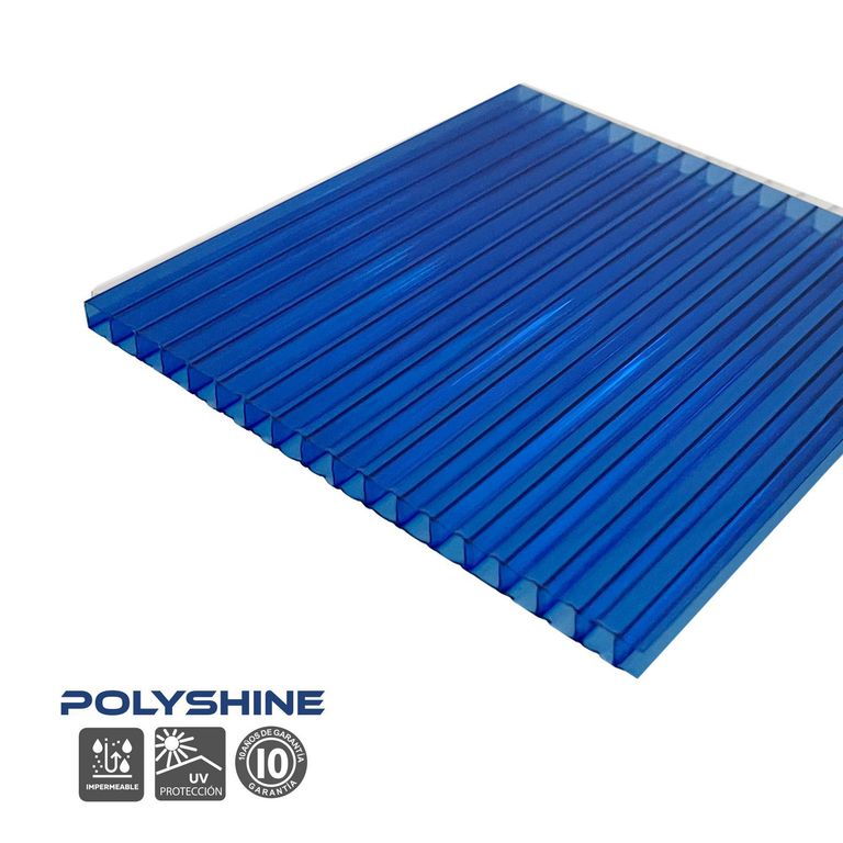 Techo de Policarbonato Alveolar Azul 2.10m x 5.80m x 5.5mm Polyshine ...