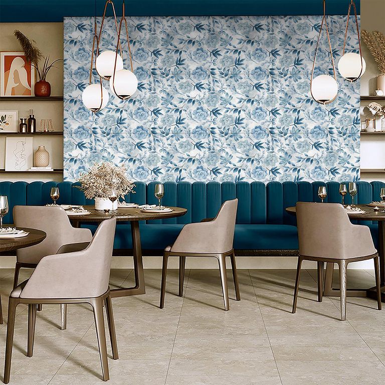 Gres Porcelanico Azul Decorado 60x120cm 2.16m2 Blossom | Sodimac Falabella