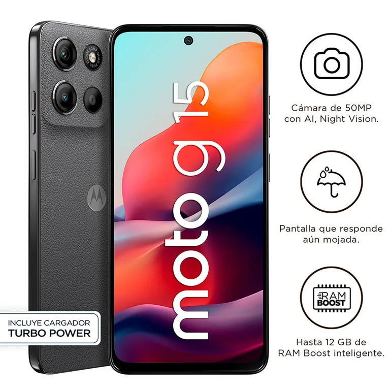 Celular Motorola G15 XT2521-2 Td 4GB 256GB Gris | Sodimac Perú