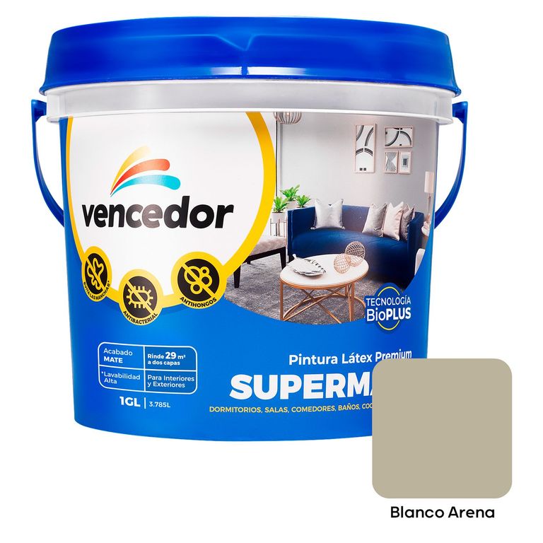Pintura Super Antibacterial Blanco Arena 1GL | Sodimac Perú