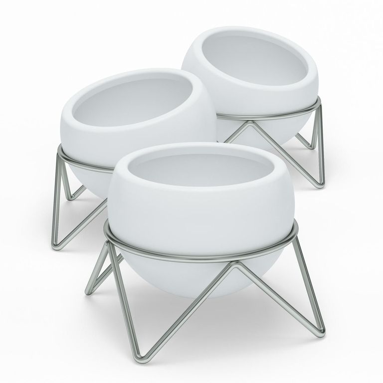 Set 3 Maceteros con Base Blanco/Níquel 14.3x11.76x | Sodimac Perú