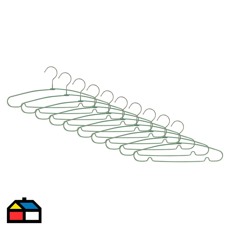 Set x10 Colgador de Ropa de Metal Ovalado Menta | Sodimac Perú