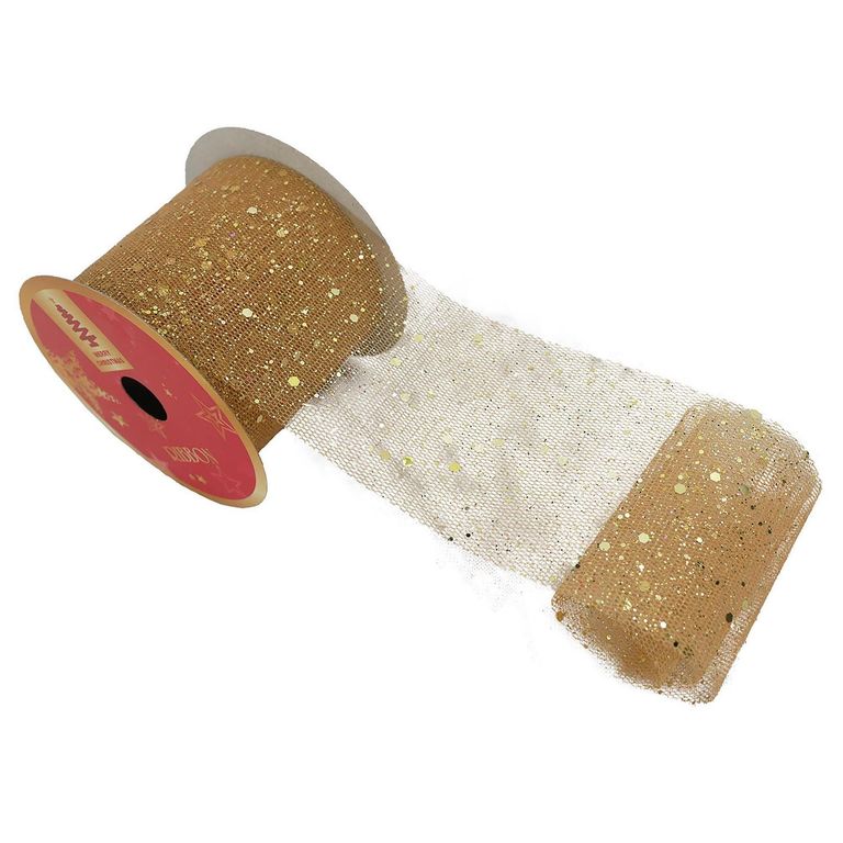 Cinta Navidad Dorado Brillo 6x270cm | Sodimac Falabella