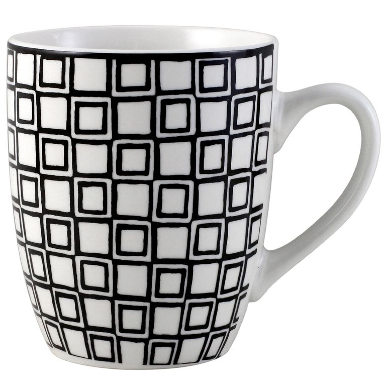 Mug Checkers 425ml Blanco/Negro | Sodimac Falabella