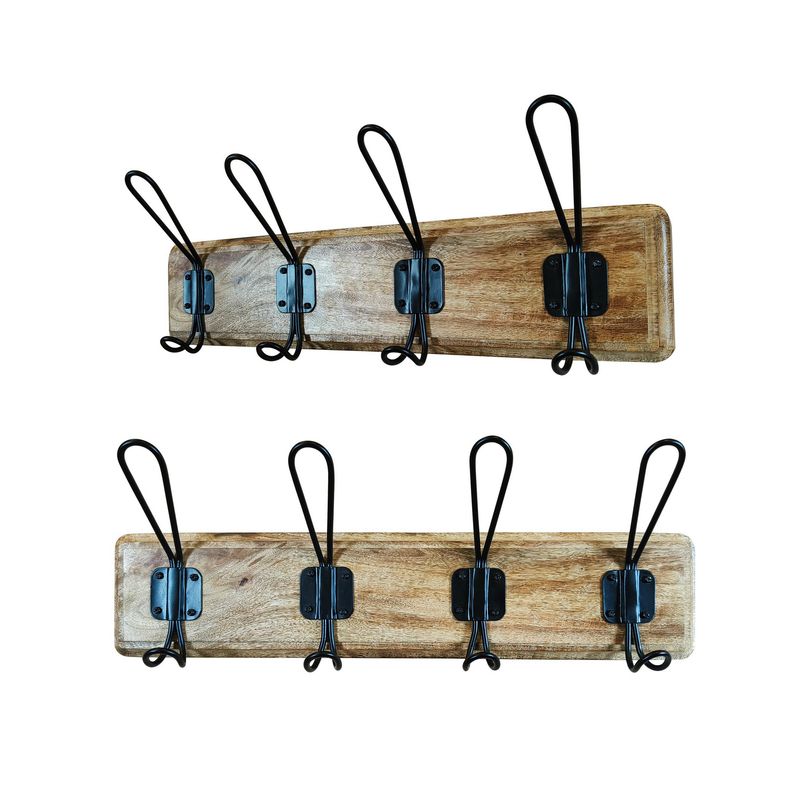 Perchero 4 Ganchos Negro/Madera Natural 45cm | Sodimac Falabella