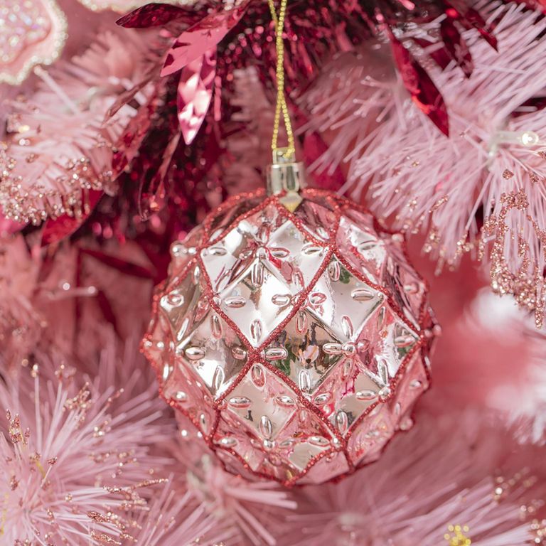 Esfera Plástica Rosa Navidad 9cm | Sodimac Falabella