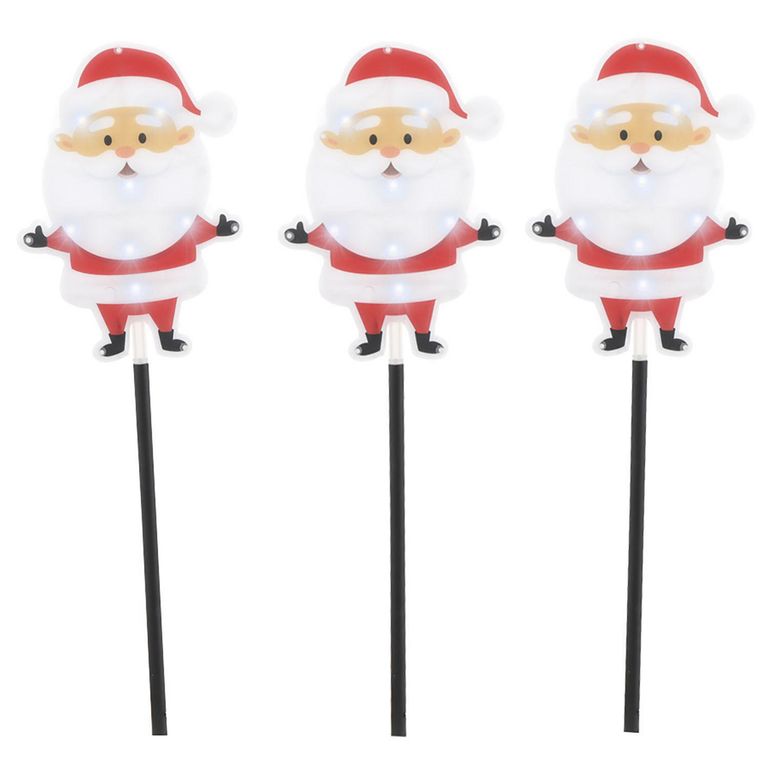 Set 3 Estaca Solar Santa Claus 10 Luces Navidad | Sodimac Falabella