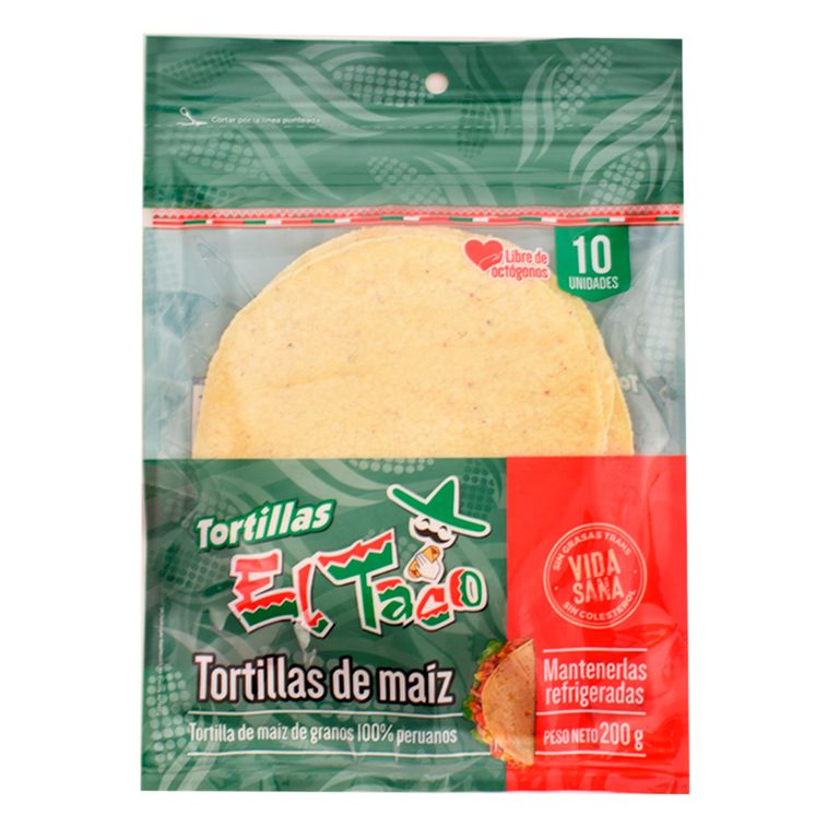 Tortillas De Maíz El Taco 10 Und Empaque 200 g | Tottus Perú