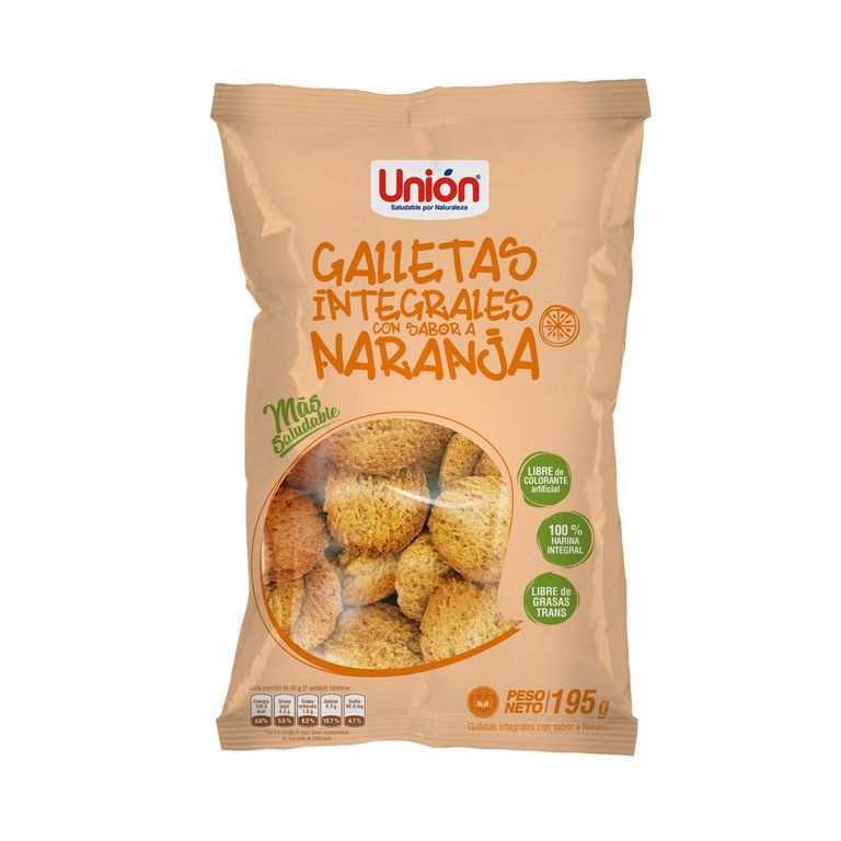 Galletas Integrales Sabor Naranja Unión Bolsa 195 g | Tottus Perú