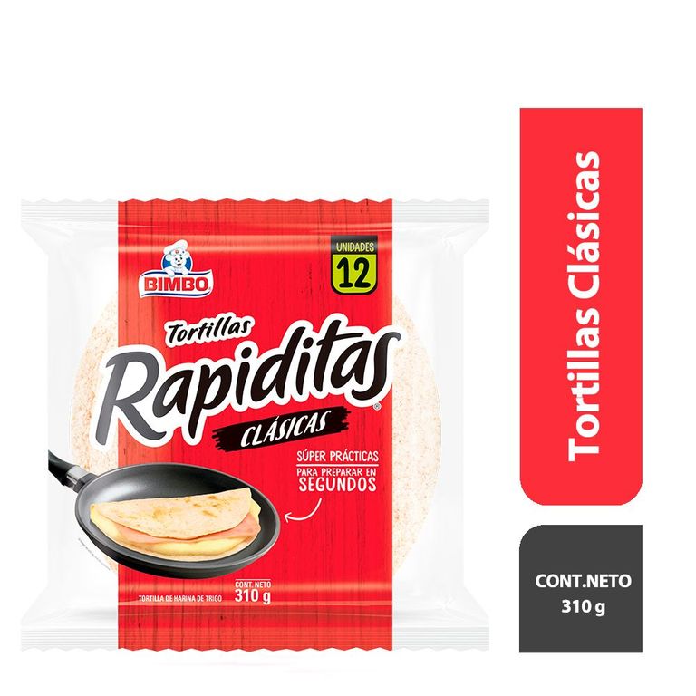 Tortillas Bimbo Rapiditas Clásicas Bolsa 310 g | Tottus Perú