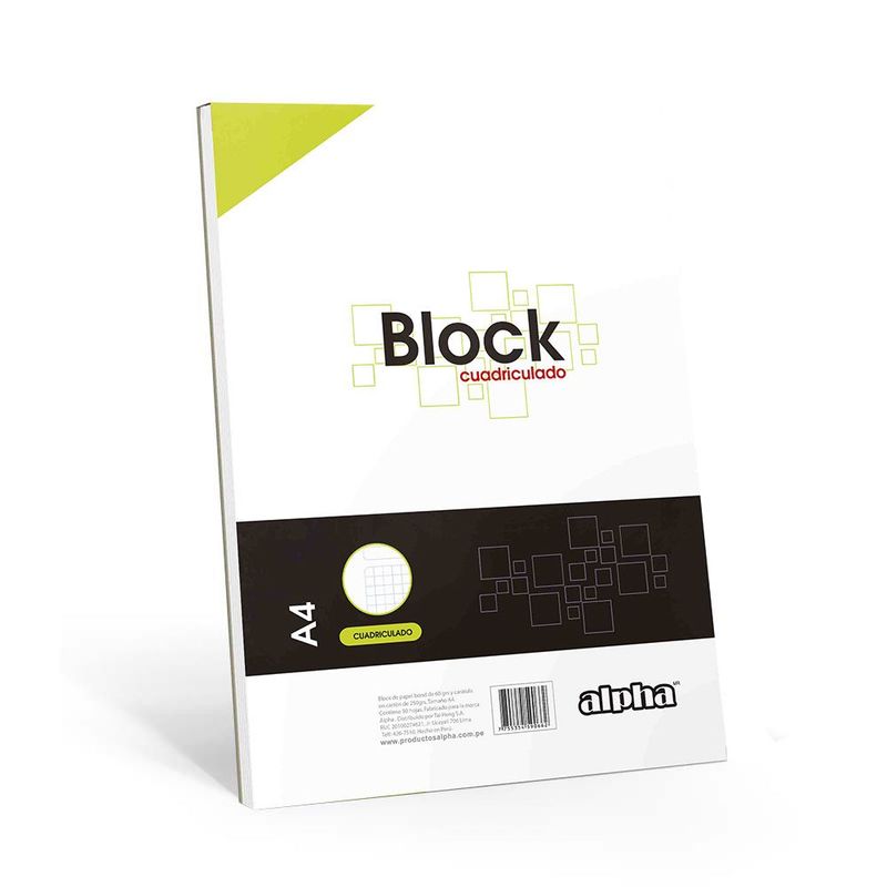 Block perforado A4 50 hojas cuadriculado | Tottus Perú