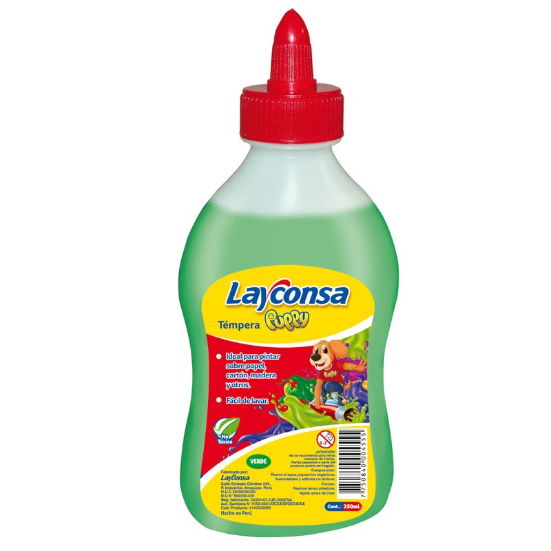 Témpera Layconsa Verde Con Dispensador Envase 250 cc | Tottus Perú