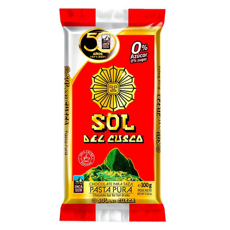 Chocolate Pasta Pura Sol del Cusco sin Azúcar 90 g | Tottus Perú