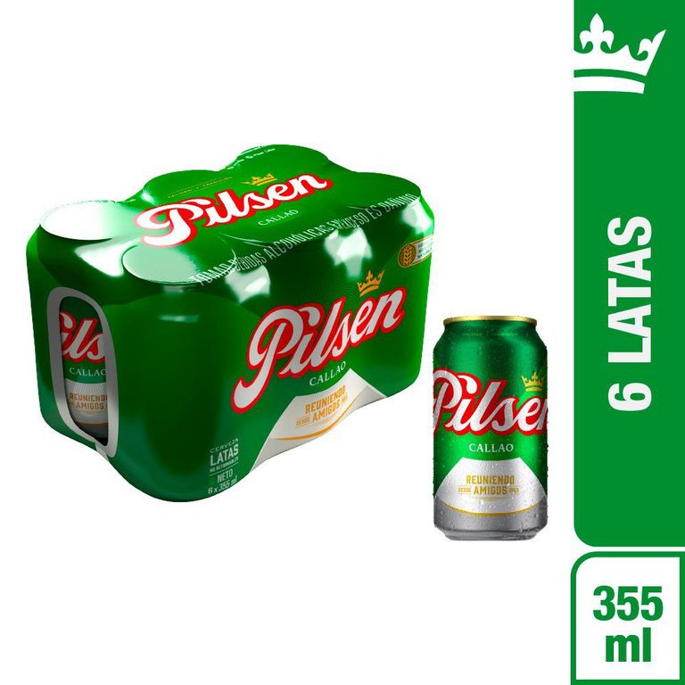 Cerveza Pilsen Sixpack Lata 355 mL | Tottus Perú