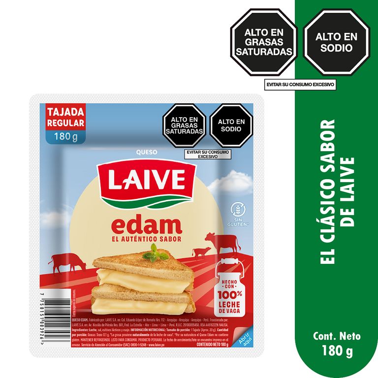 Queso Edam Laive Empaque 180 g | Tottus Perú