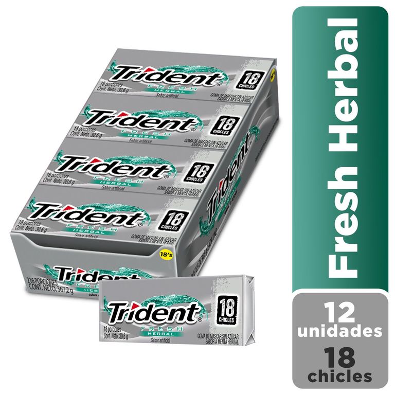 Chicle Trident Menta Herbal Display 12 Und | Tottus Perú