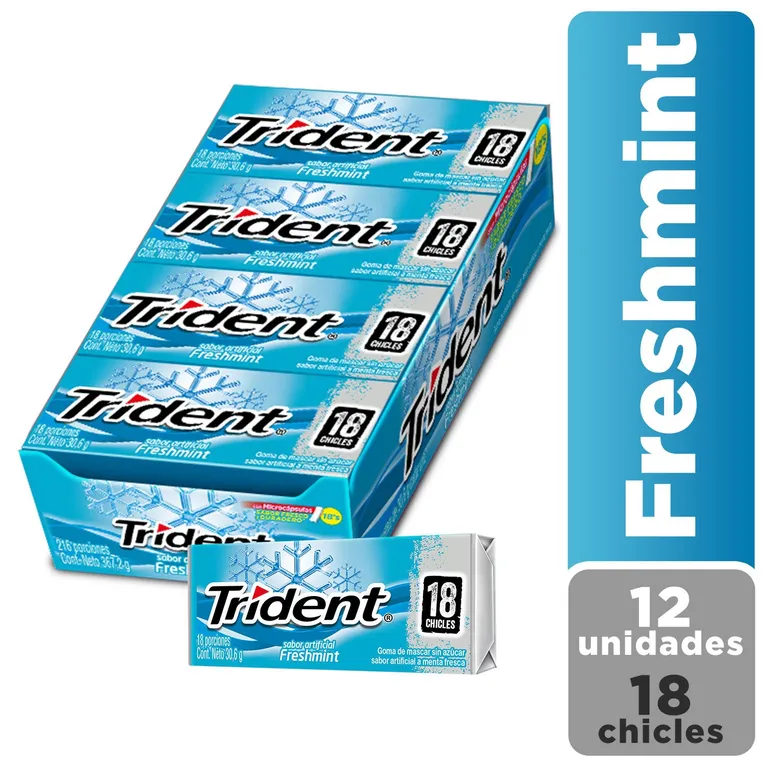 Chicle Trident Menta Fresca Display 12 Und | Tottus Perú