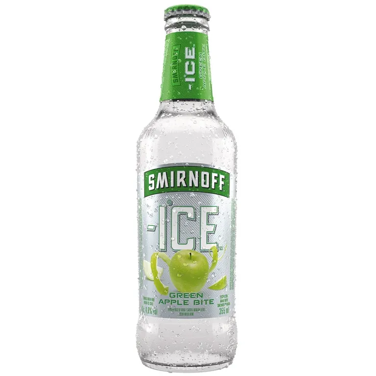 Bebida RTD Smirnoff Vodka Ice Green Apple Botella 355 mL | Tottus Perú